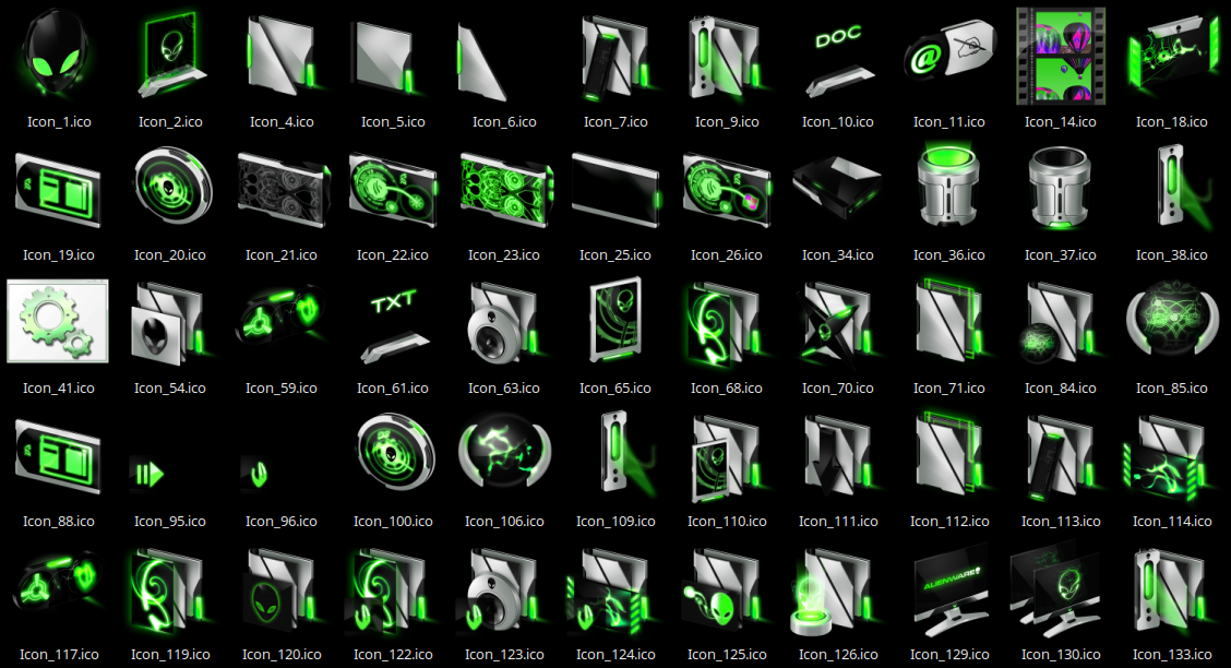 Alienware Invader Green iPack - 图标指针 - 致美化