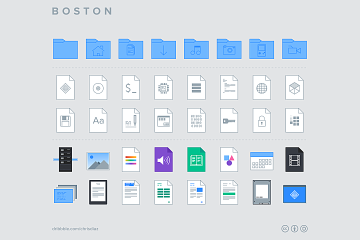 扁平蓝图标包 Boston icons - 图标指针 - 致美化